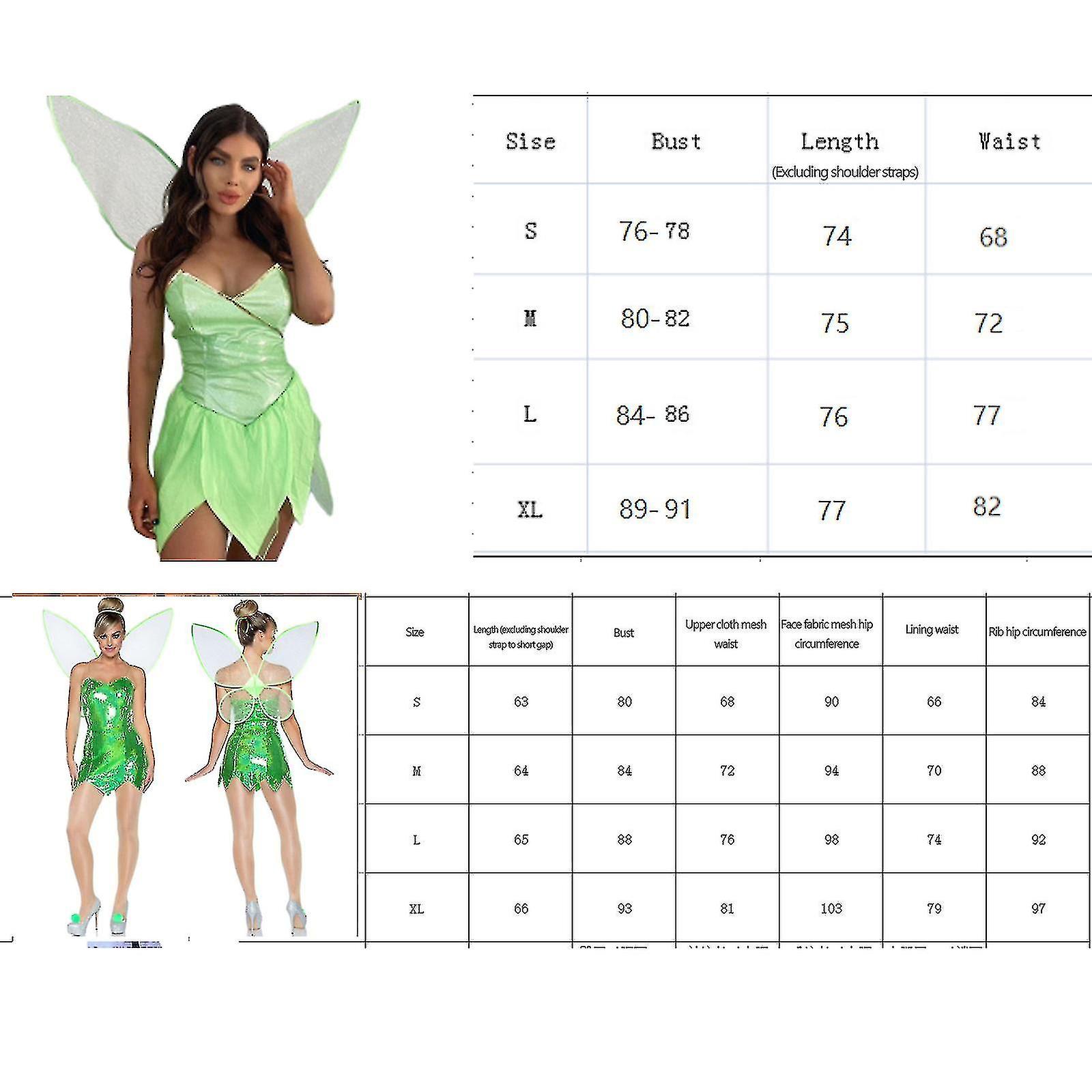 Women Fairies Tinker Bell Costume Dress Green Elves Cosplay Dress With ...