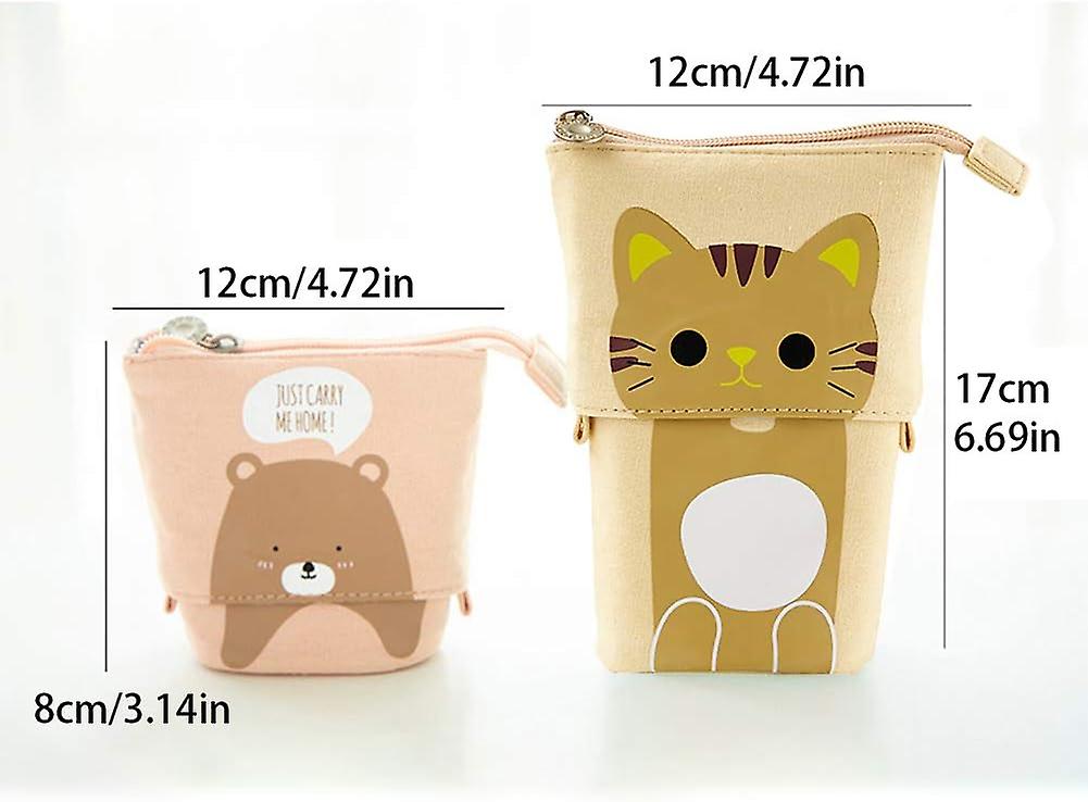 Cute Carton Stand up Pencil Holder,Canvas Pen Pencil Case Organizer ...