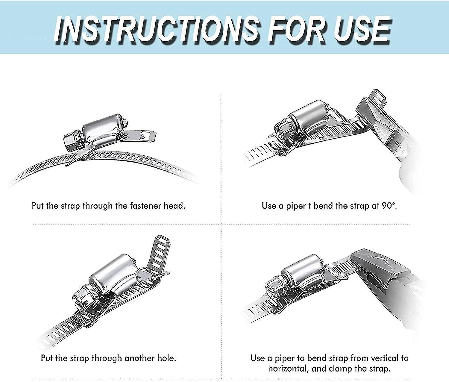 Stainless Steel Adjustable Hose Clamp, 3m Hose Clamp Strap With 5 Clips ...