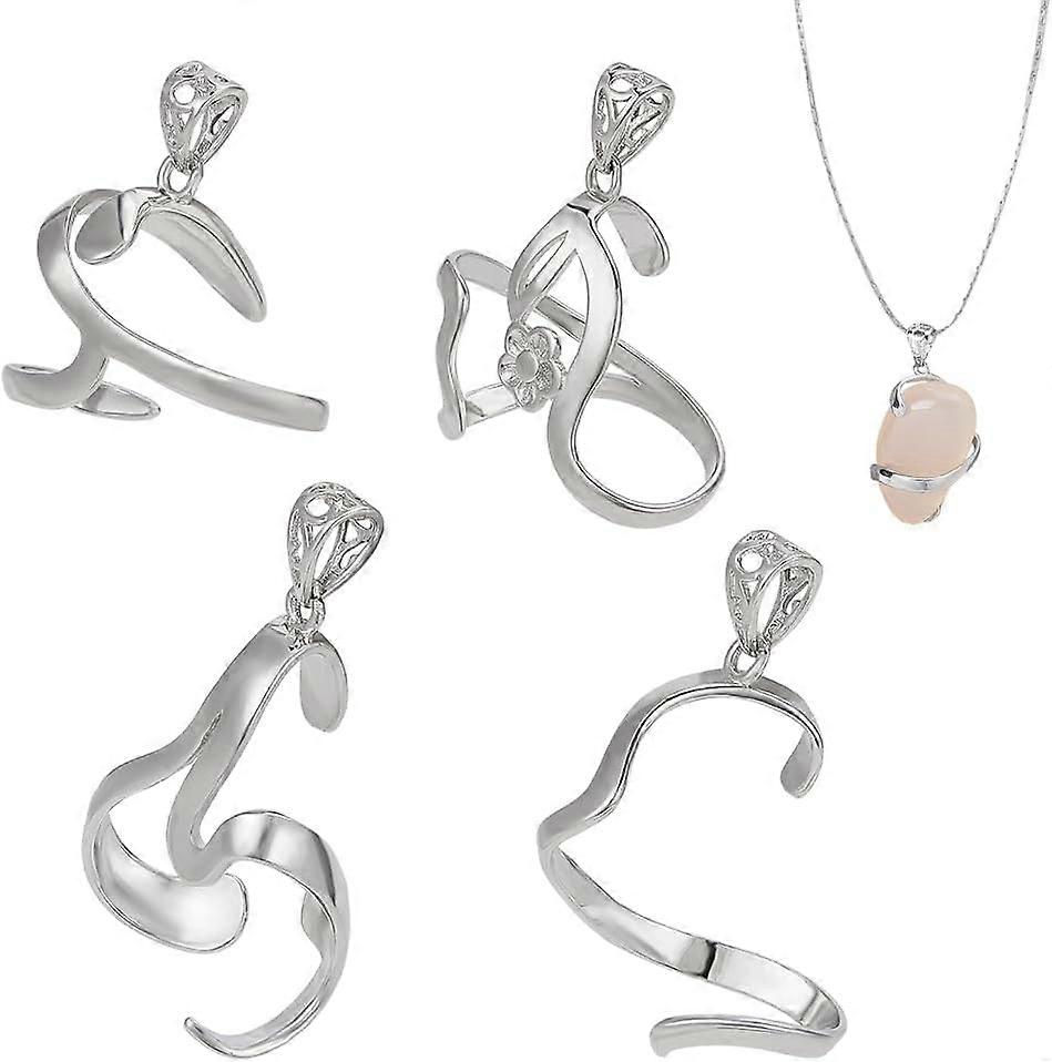 4 Pcs Brass Blanks Prong Pendant Settings 4 Styles Claw Pendant Blanks ...