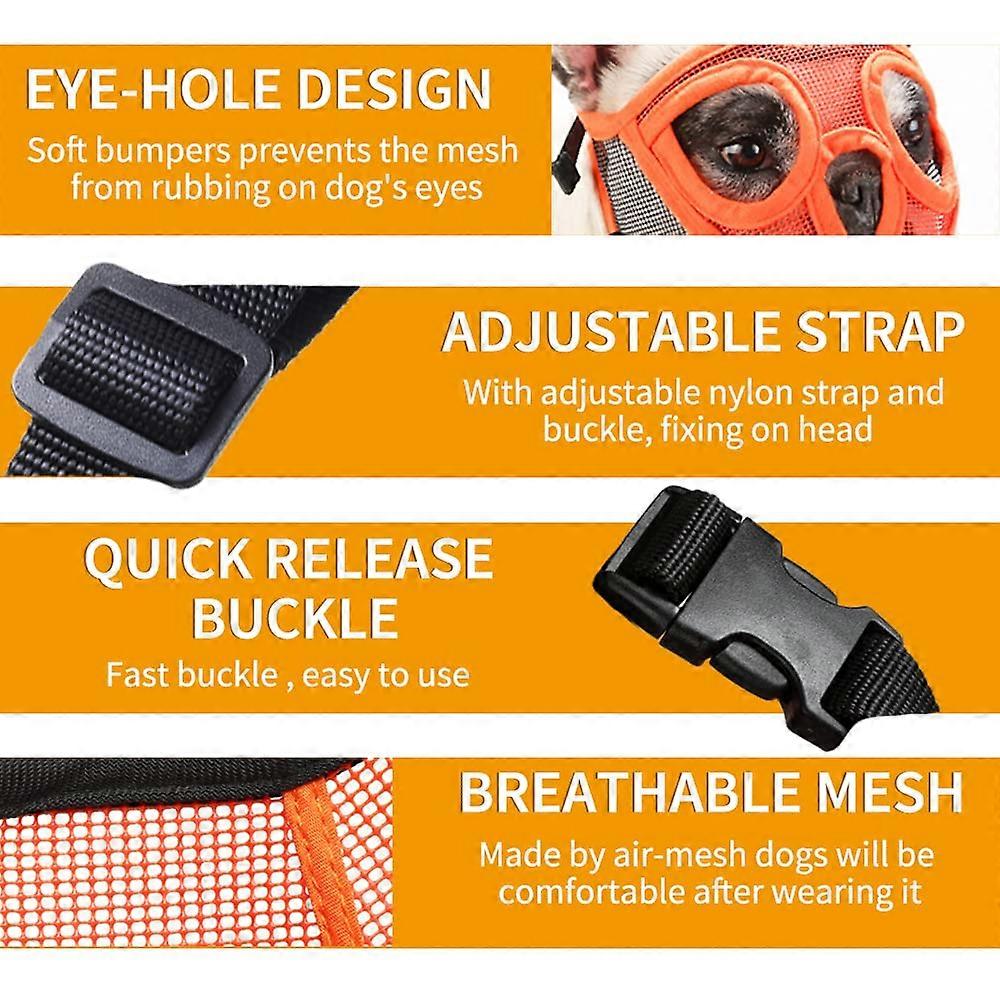 Short Snout Dog Muzzle Mask Breathable Mesh Flat Faced Muzzle for ...