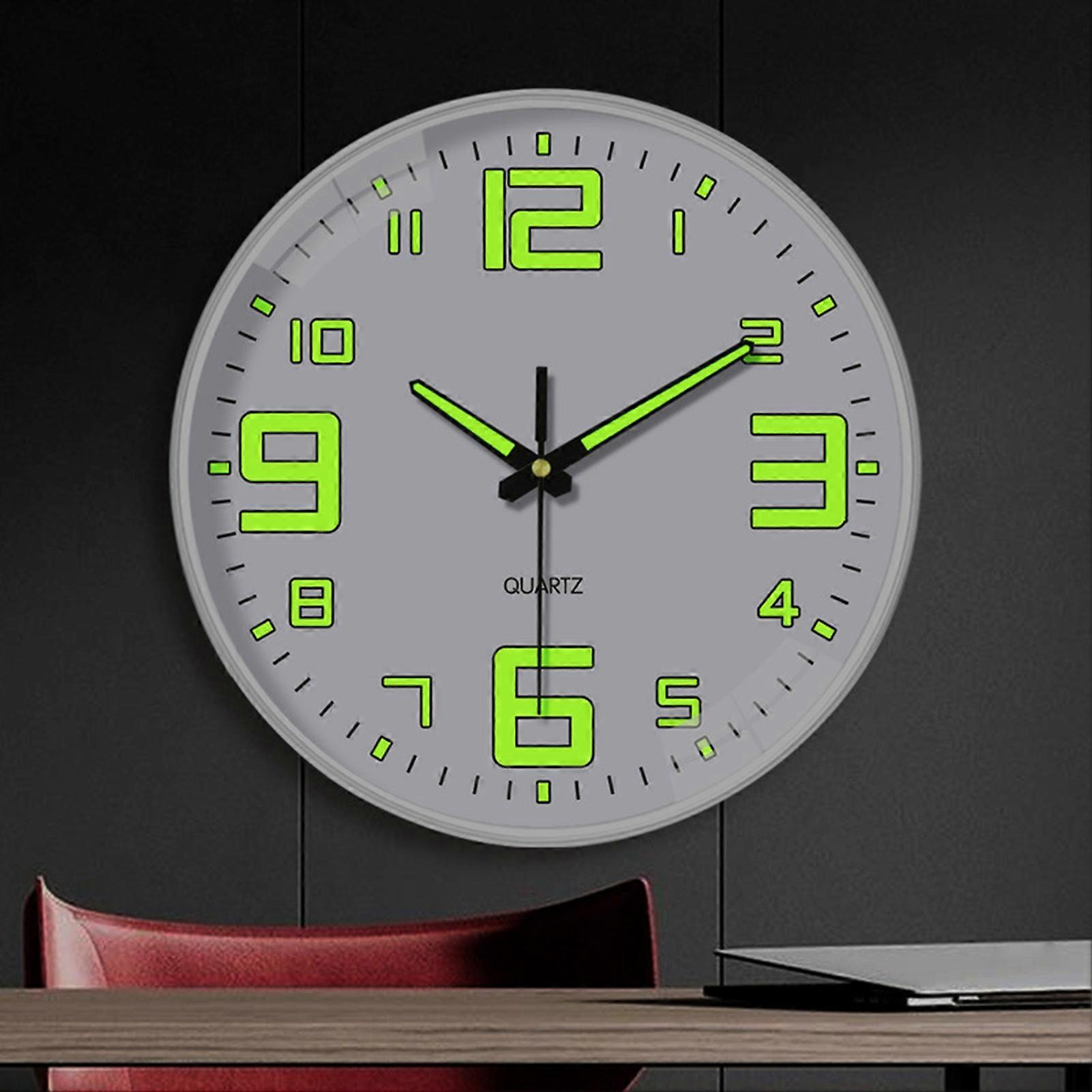 12 Inch Wall Clock Glow in The Dark Large Dial Battery Operated 30cm ...