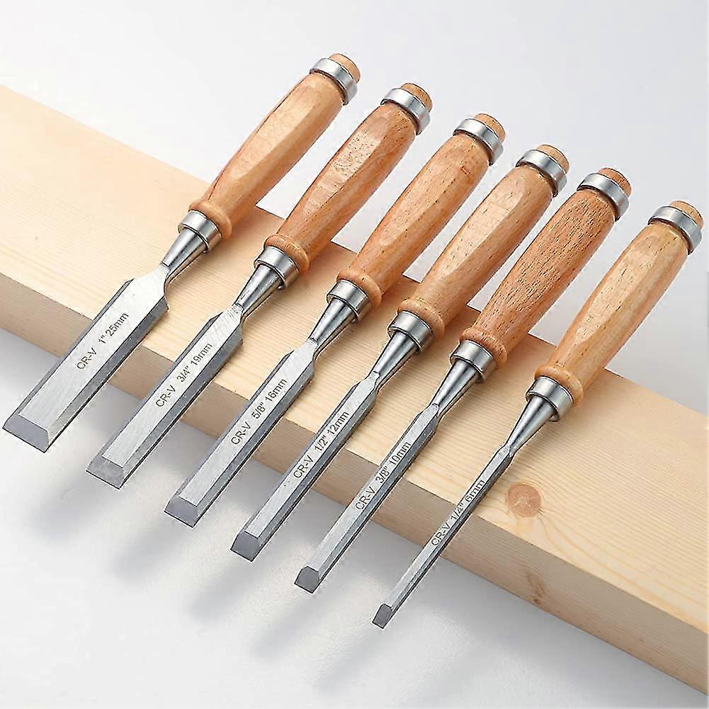 Wood Chisel Set, 6pcs Professional Wood Chisel With Wooden Handle ...