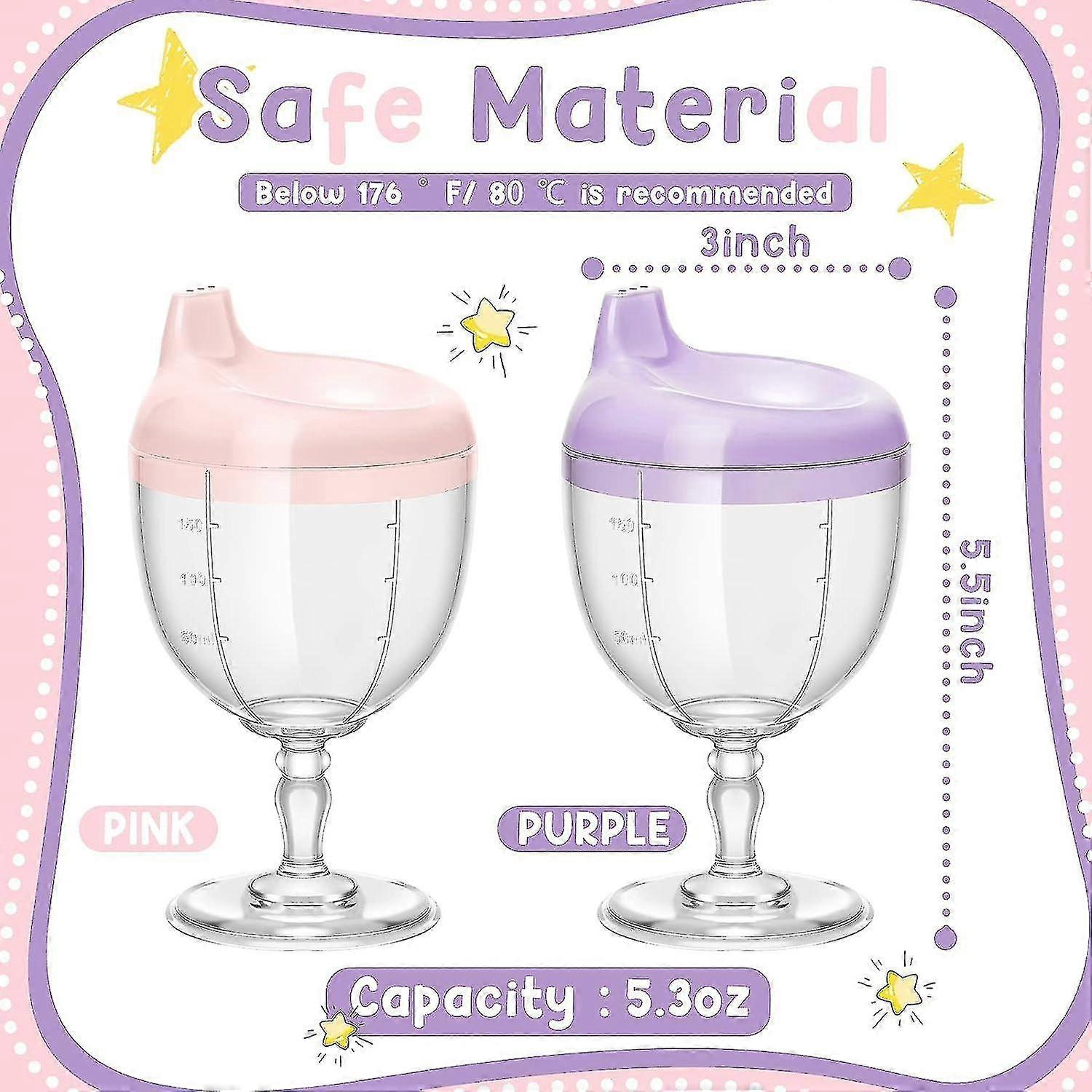 2 Pcs Baby Wine Sippy Cup Plastic Goblet Cup No Spill Wine Glass Sippy Cup Baby Goblet Cup Baby ...