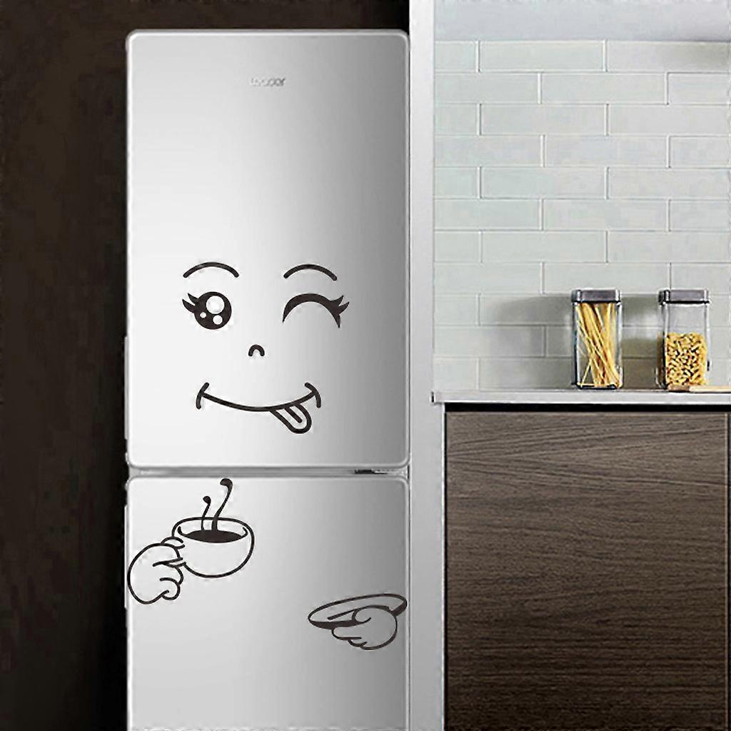 4 pcs Cute Sticker Fridge Happy Delicious Face Kitchen Fridge Wall ...