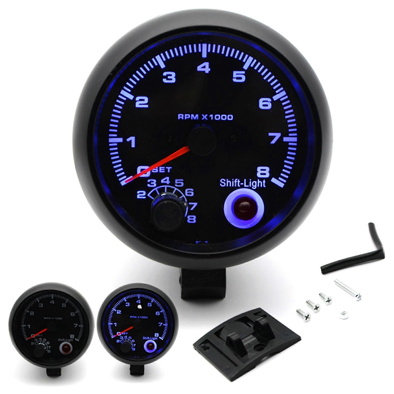3.75'' Car Universal Black Tachometer Gauge White Inter Shift light 0 ...