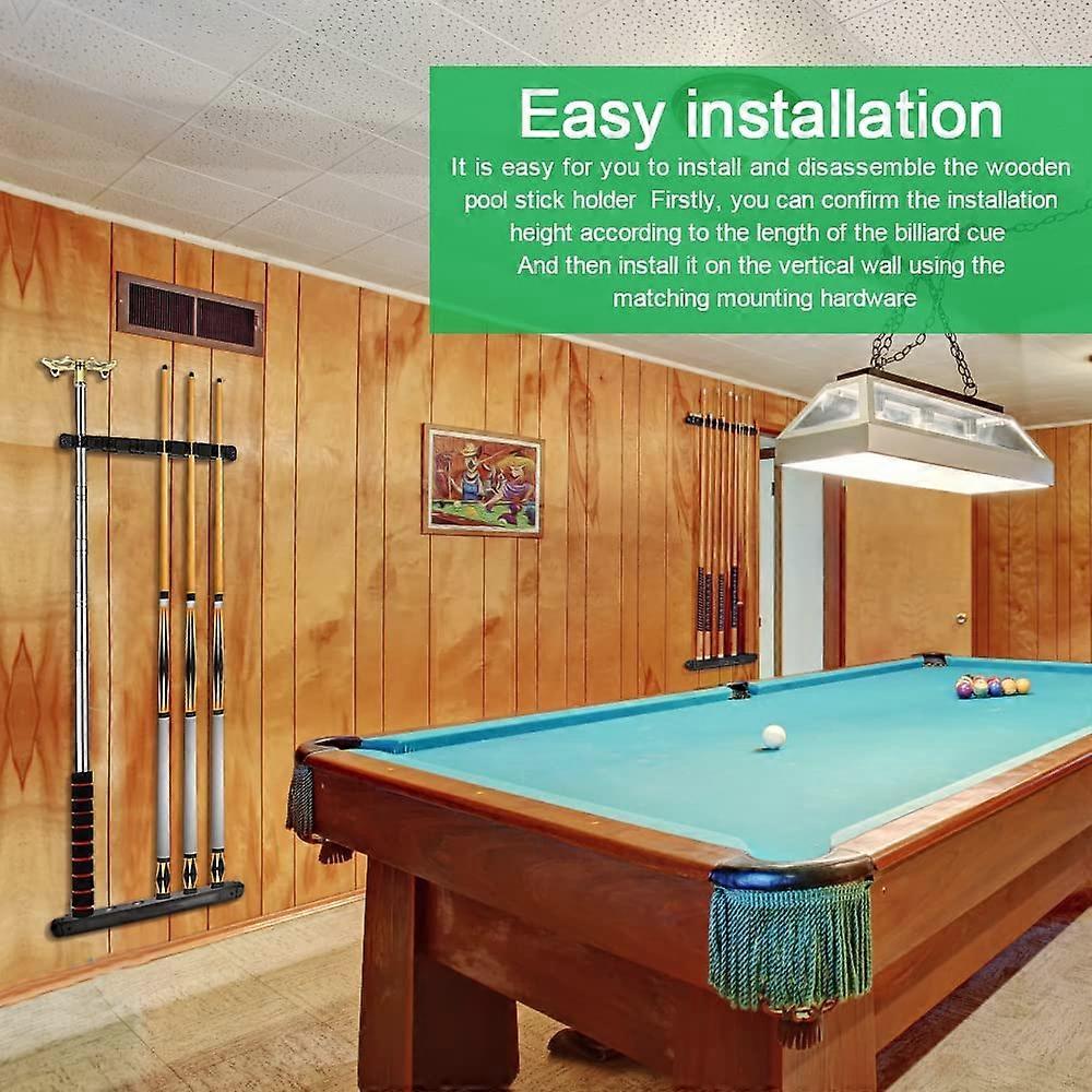 Wooden Billiard Cue Rack 6 Cue Billiard Rack Wall-Mounted Billiard Rack ...