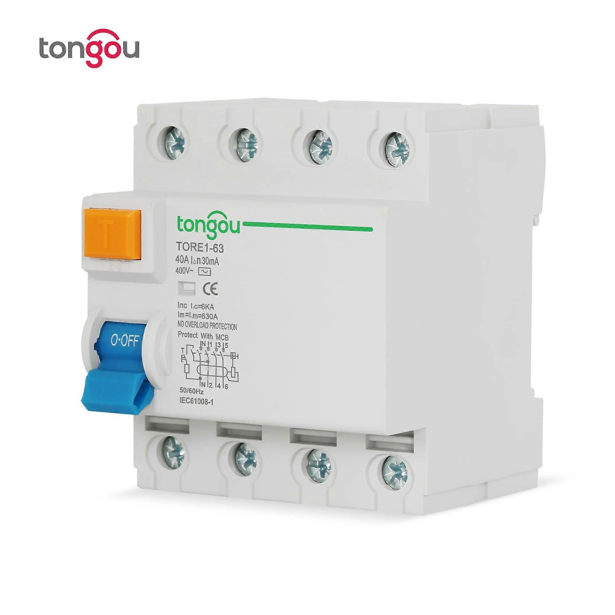 4P 16A 63A 10mA 30mA 100mA 6KA RCCB RCD 400V Electromechanic Residual ...