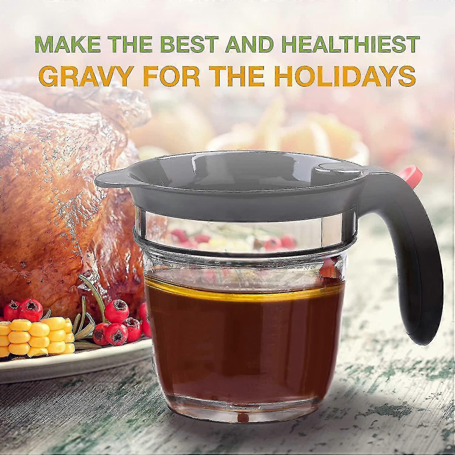 4 Cup Fat Separator With Bottom Release And Oil Strainer - Kitchen ...