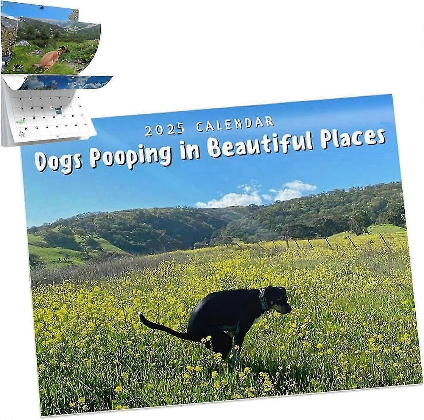 Dogs Pooping In Beautiful Places 2025, Funny 2025 Calendar, Dog Pooping ...