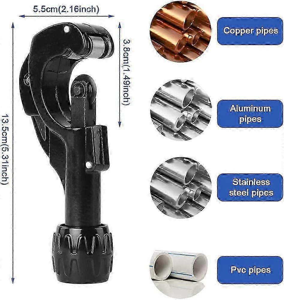 Stainless steel tube cutter 3-35 mm with deburrer and 3 spare cutting ...