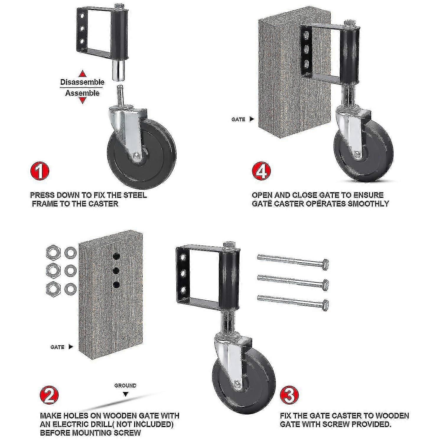 Set Of 2 Aging Resistant Rubber Spring Loaded Gate Rollers With ...