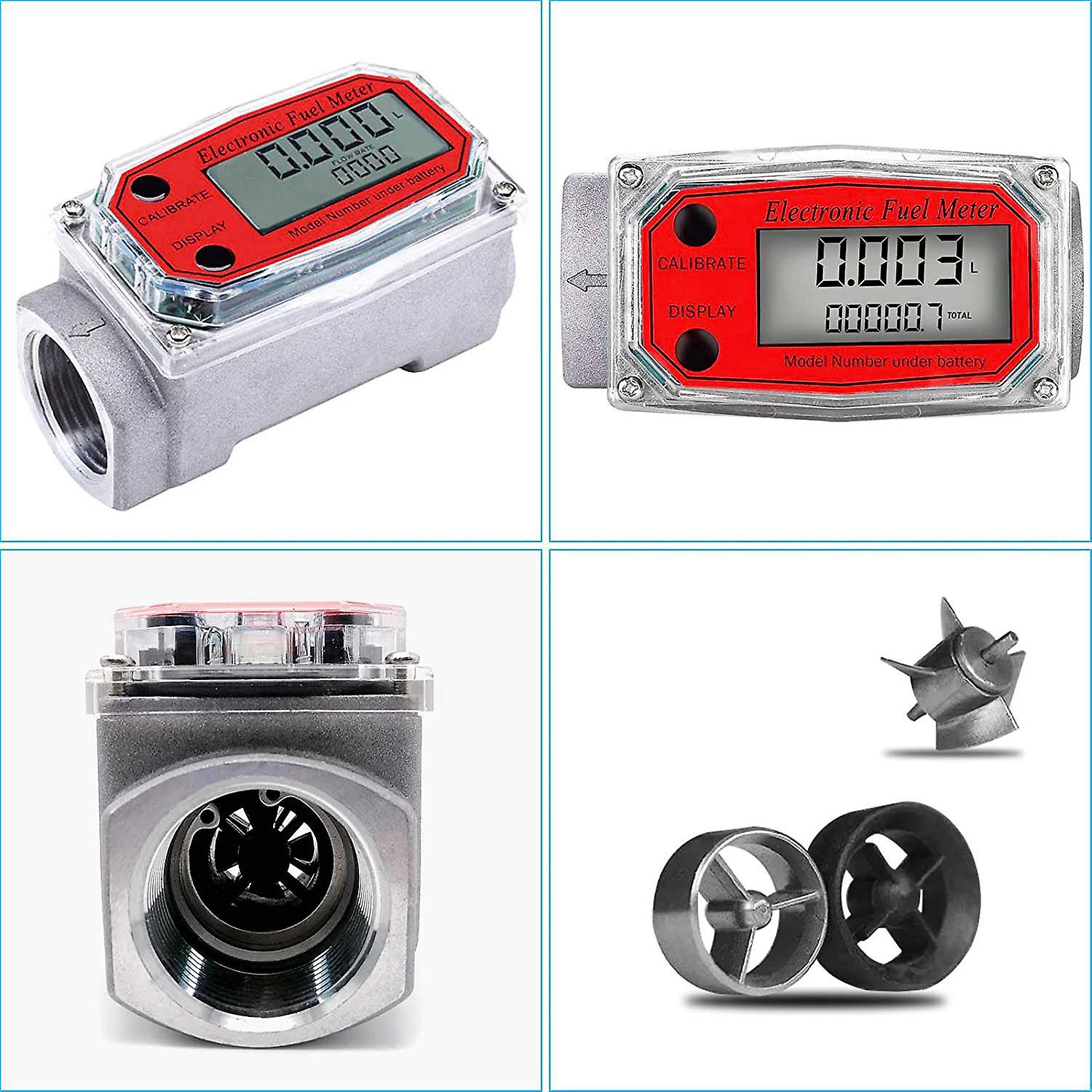 1 Inch Digital Turbine Flowmeter Digital Lcd Display With Npt Counter Fuel Flowmeter For ...