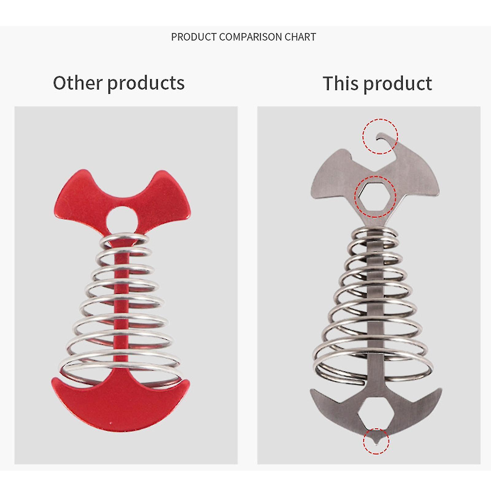 10pcs Fishbone Tent Rope Tightener Stainless Steel Spring Deck Tie Down ...