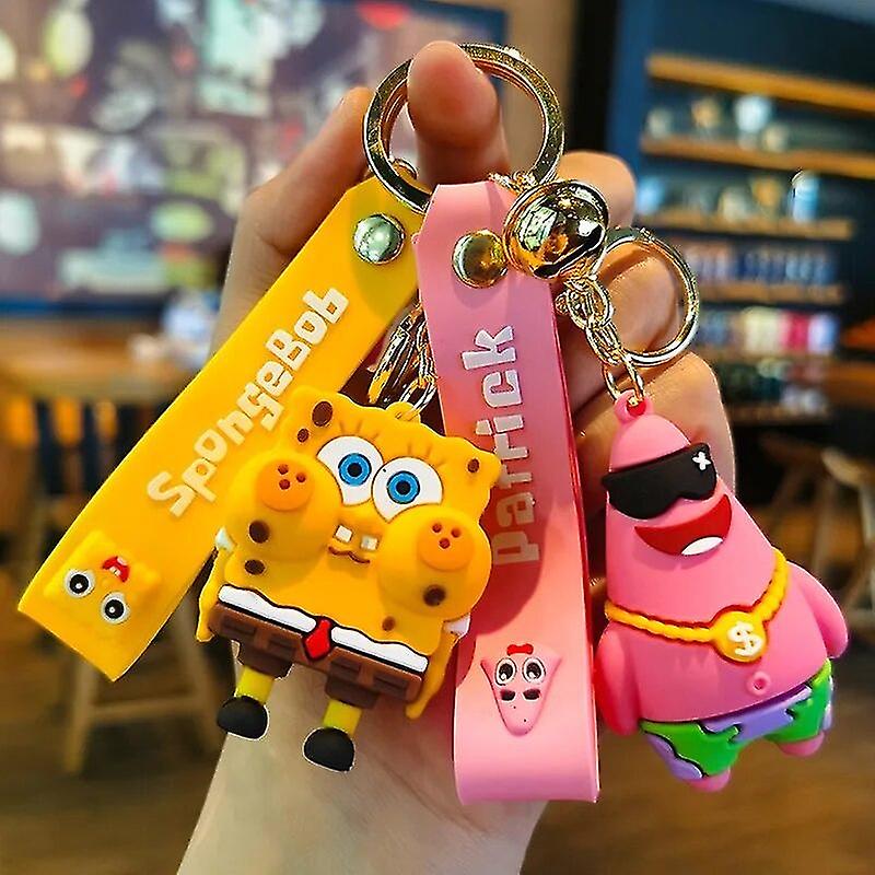 Kötü Sünger Bob Squarepants Sevimli Anime Anahtarlık Bebek Patrick Star ...