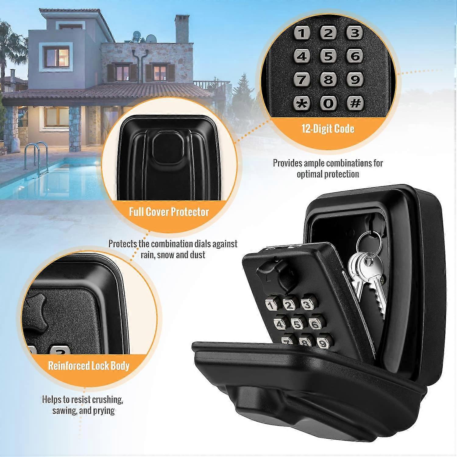 Waterproof Key Safe Box Wall-mounted Key Box Outdoor Key Box Safe Key ...