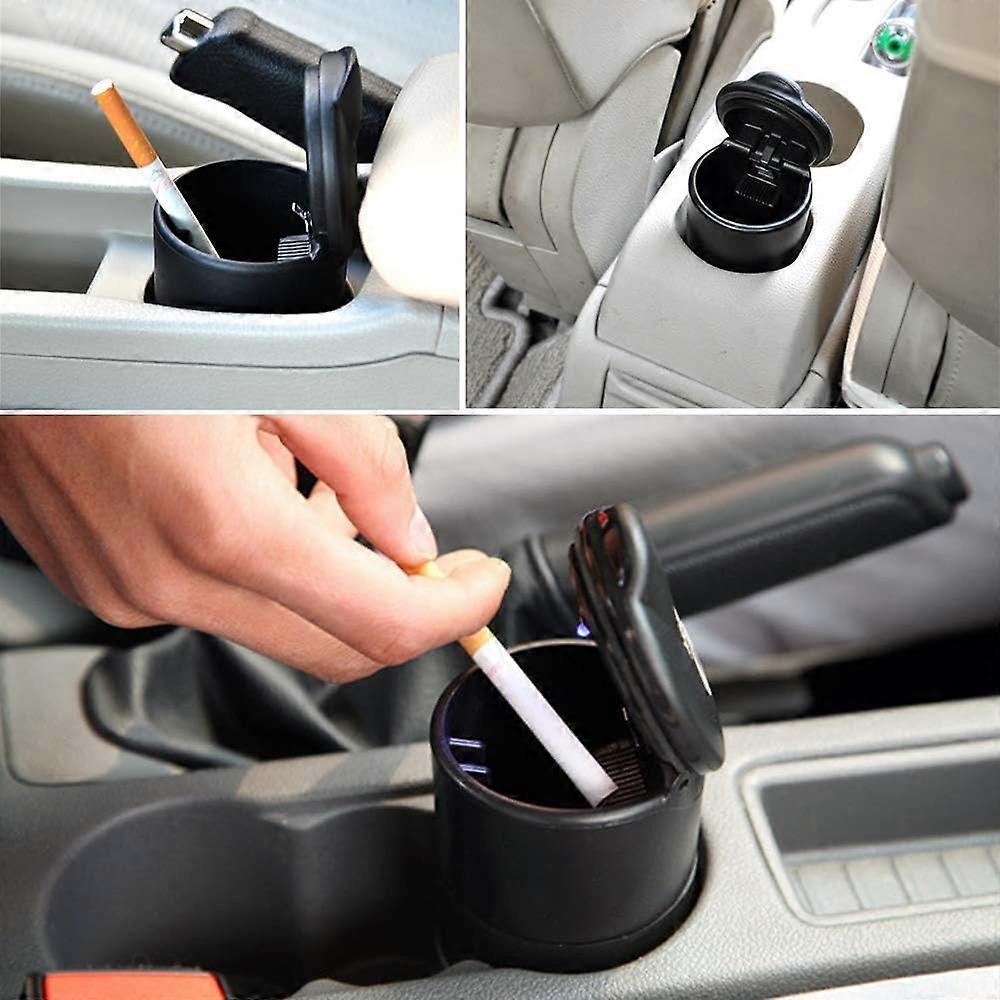 Car Ashtray with LED, 2 Pieces Cylinder Car Ashtray Portable Car ...