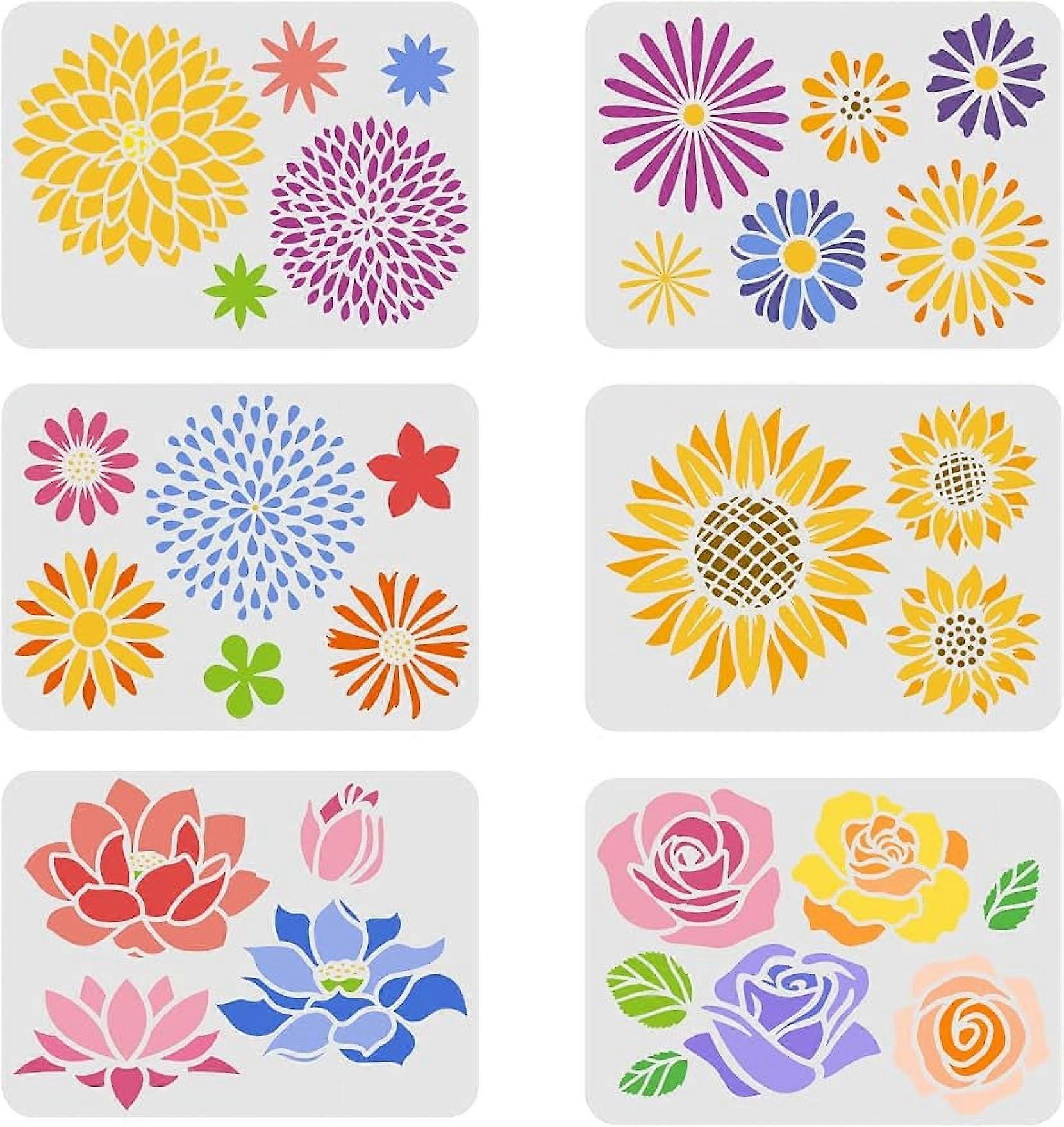 6Pcs Flower Stencils Template Plastic Painting Stencils | Fruugo US