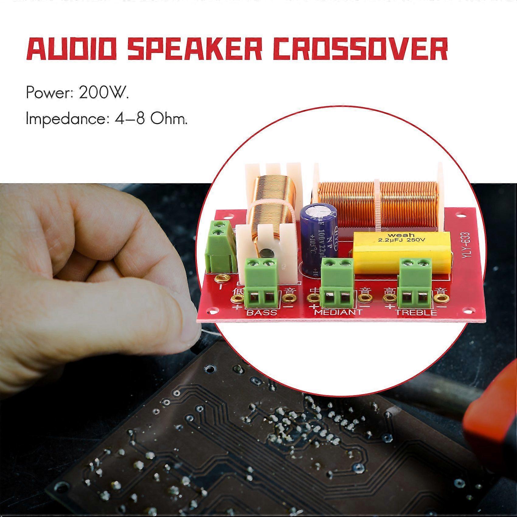 2Pcs 200W 3 Way Audio Speaker Crossover Treble + Midrange + Bass Crossover Speakers Filter ...
