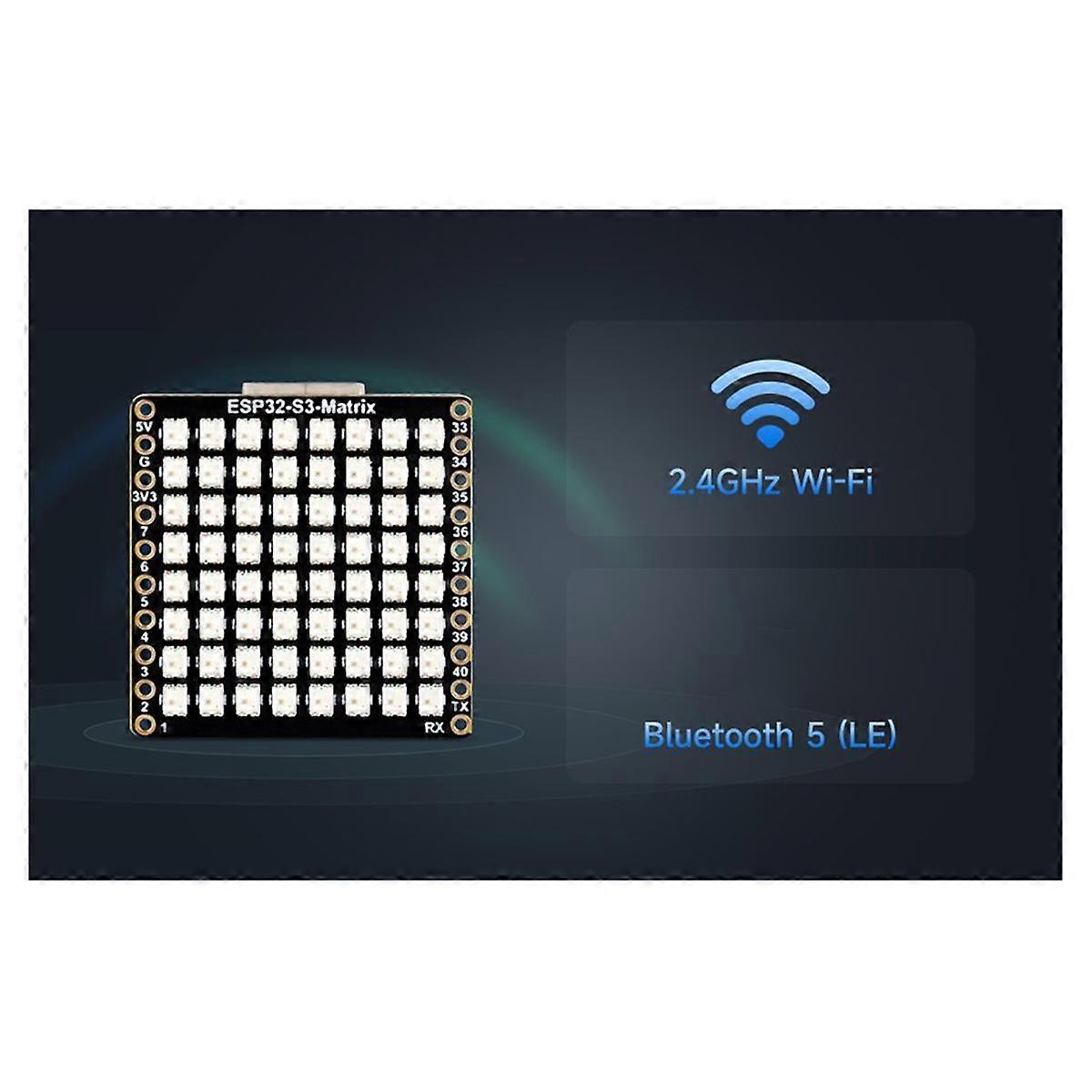 ESP32-S3 Development Board WiFi Bluetooth Matrix 8x8 RGB-LED with QST ...