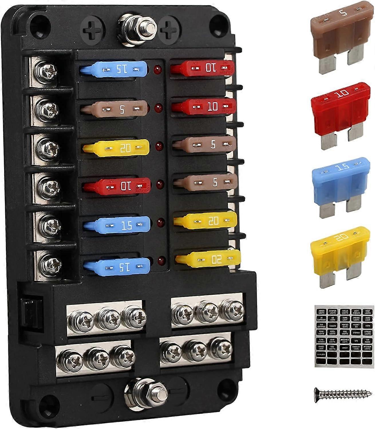 Endark Car Fuse Holder For Blade Fuses, Car Fuse Box With 12 ...