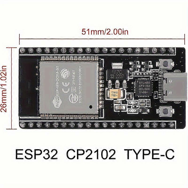 ESP32 WROOM-32 Development Board med USB Type-C, WiFi og Dual Core ...