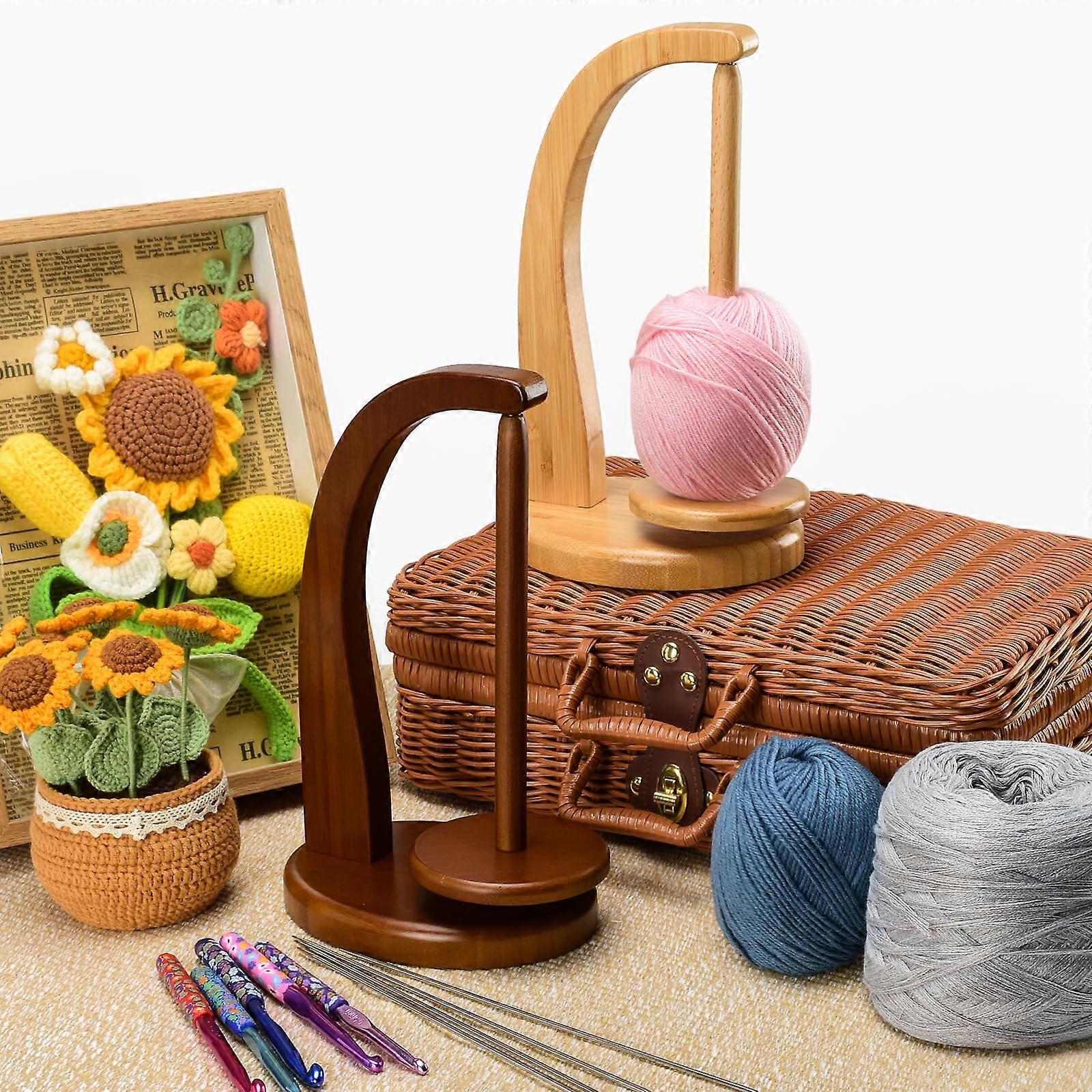 Wooden Yarn Holder with Magnetic - Knitting Accessory Organizer Spool ...