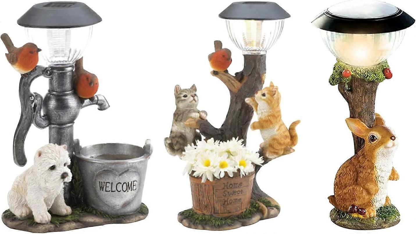 New product,Cat Climbing Garden Statue with Solar Light, Outdoor Resin ...
