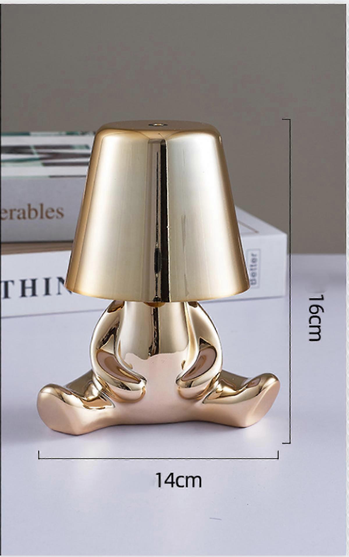 Bedside Touch Control Table Lamp, Cute Silver People Led Desk Gold ...