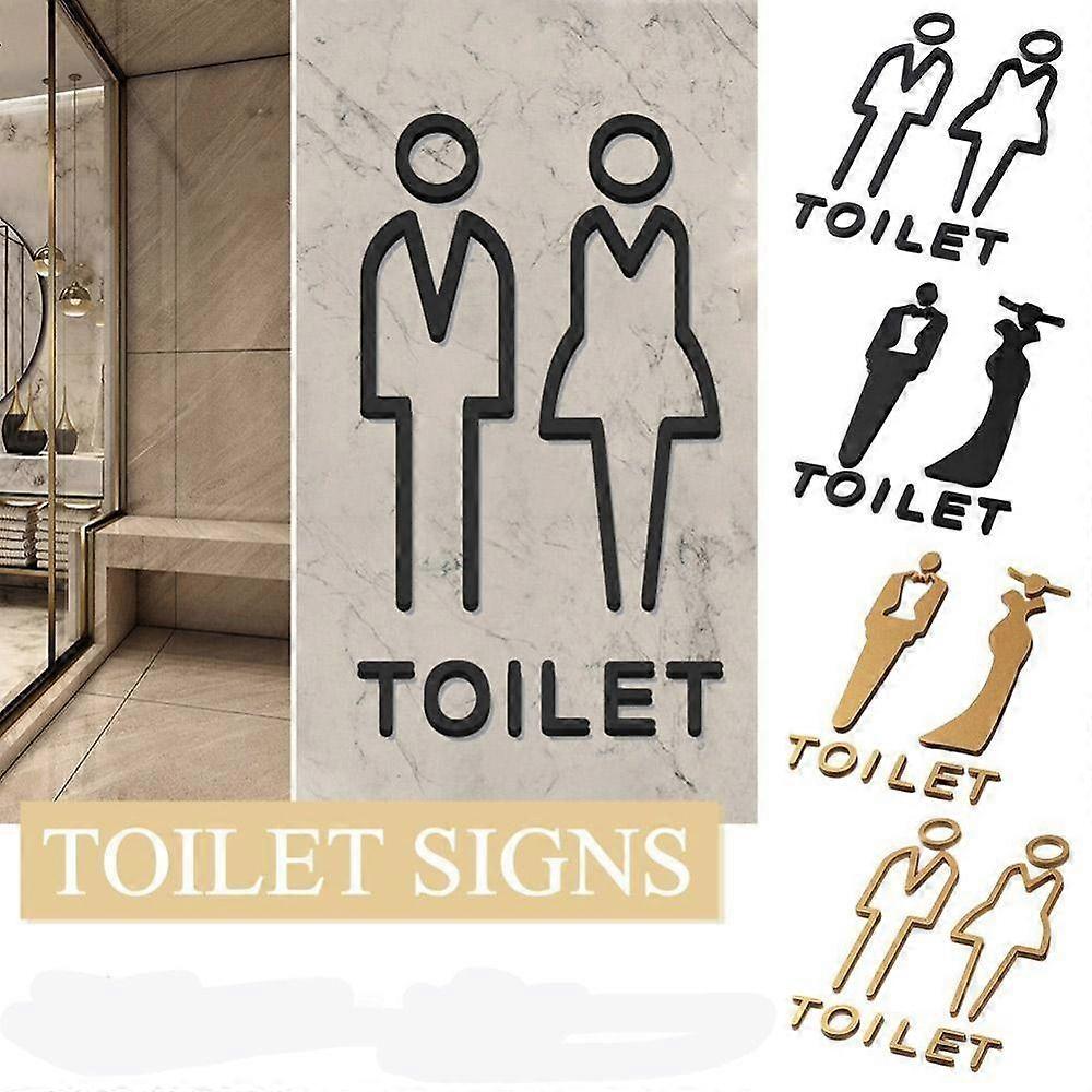 Acrylic Wc Signage Black WC Plaque Orientation Sign Men Women Toilet ...