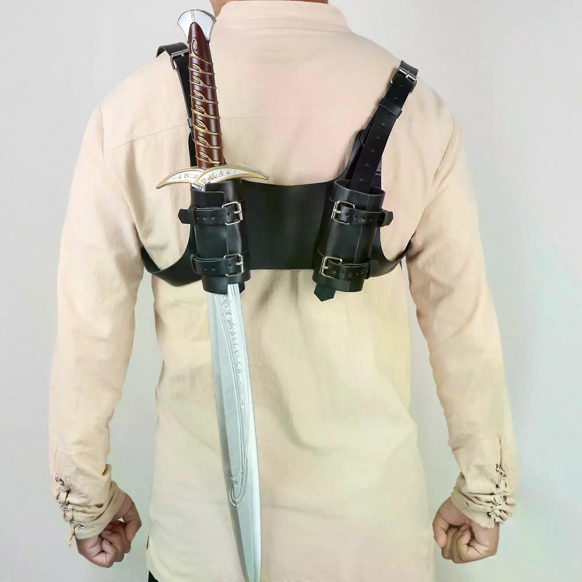 Vintage Faux Leather Medieval Back Sword Scabbard Adjustable Straps ...