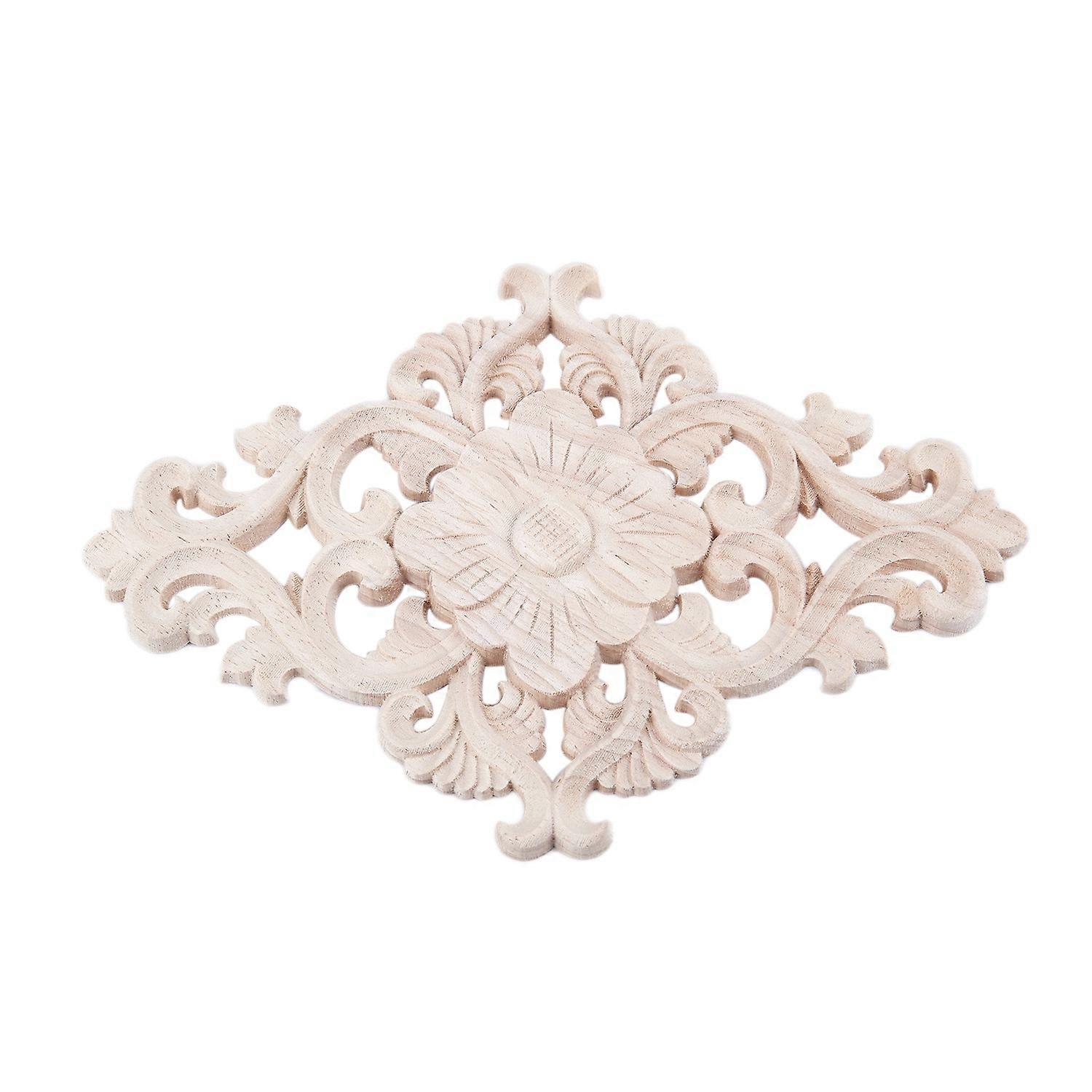 Wood Carved Onlay Applique Unpainted Flower Walls Decor Type:21x15cm ...