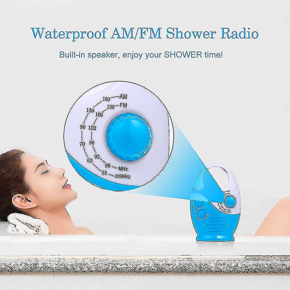 Barsinfi Waterproof Shower Radio, Adjustable Volume Shower Am Fm Button ...