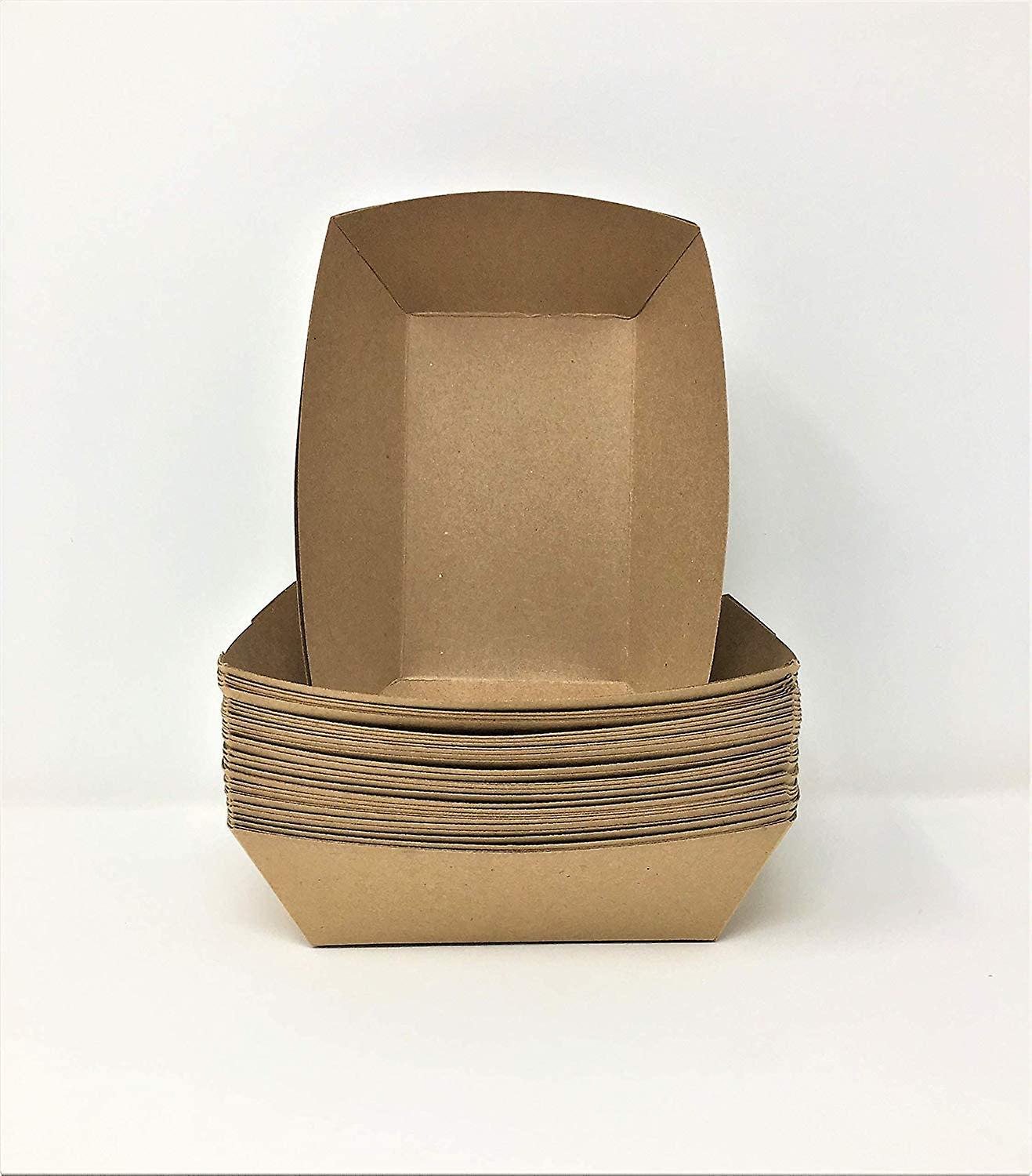 Small Brown Paper Cardboard Food Trays [400ml, 100pcs] 120mm X 170mm X ...