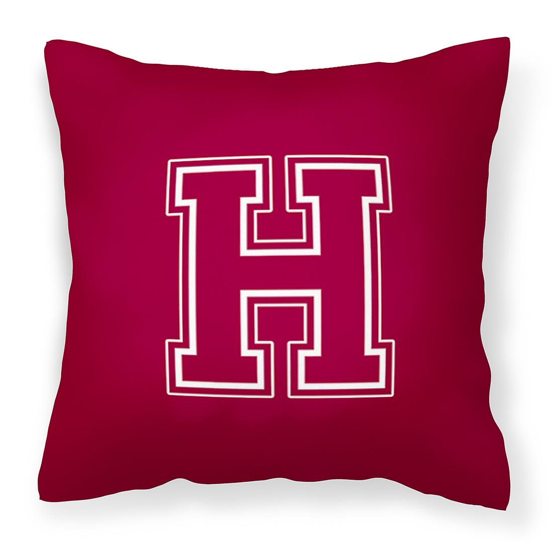 Letter H Initial Monogram - Maroon and White Fabric Decorative Pillow ...