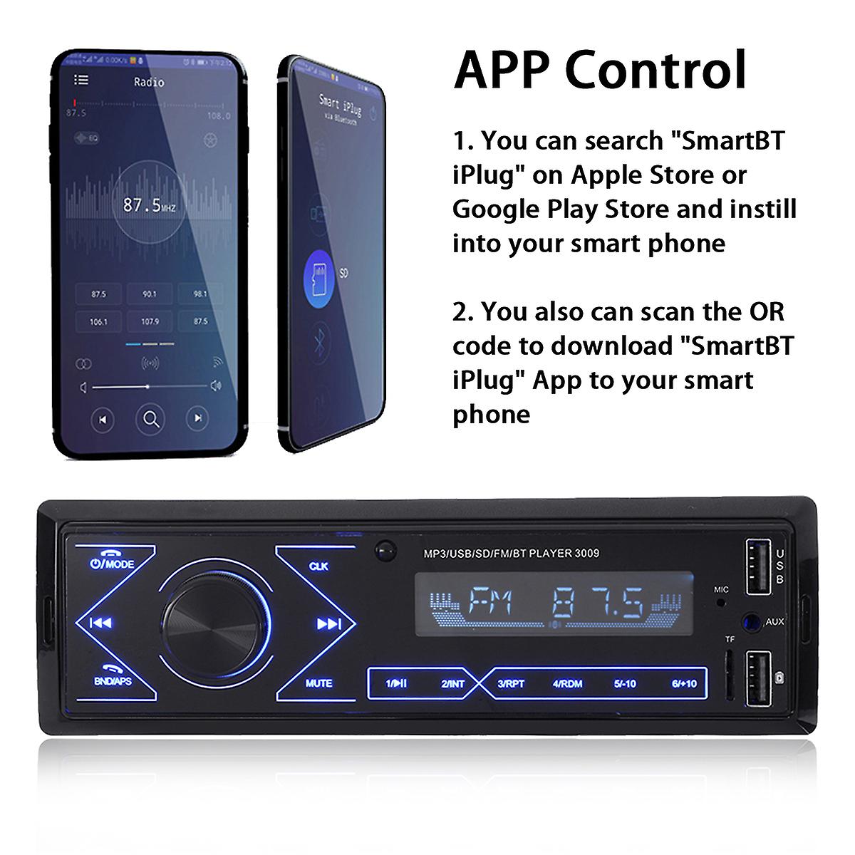 12V Bluetooth Touch Dual USB-kort Radio Värd Truck Universal Car MP3 ...