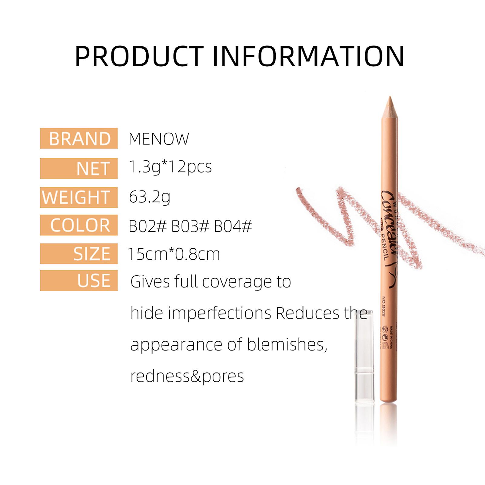 12pcs X 1.3g Wooden Pole Concealer Pencils Under-eye Pen Full Coverage ...