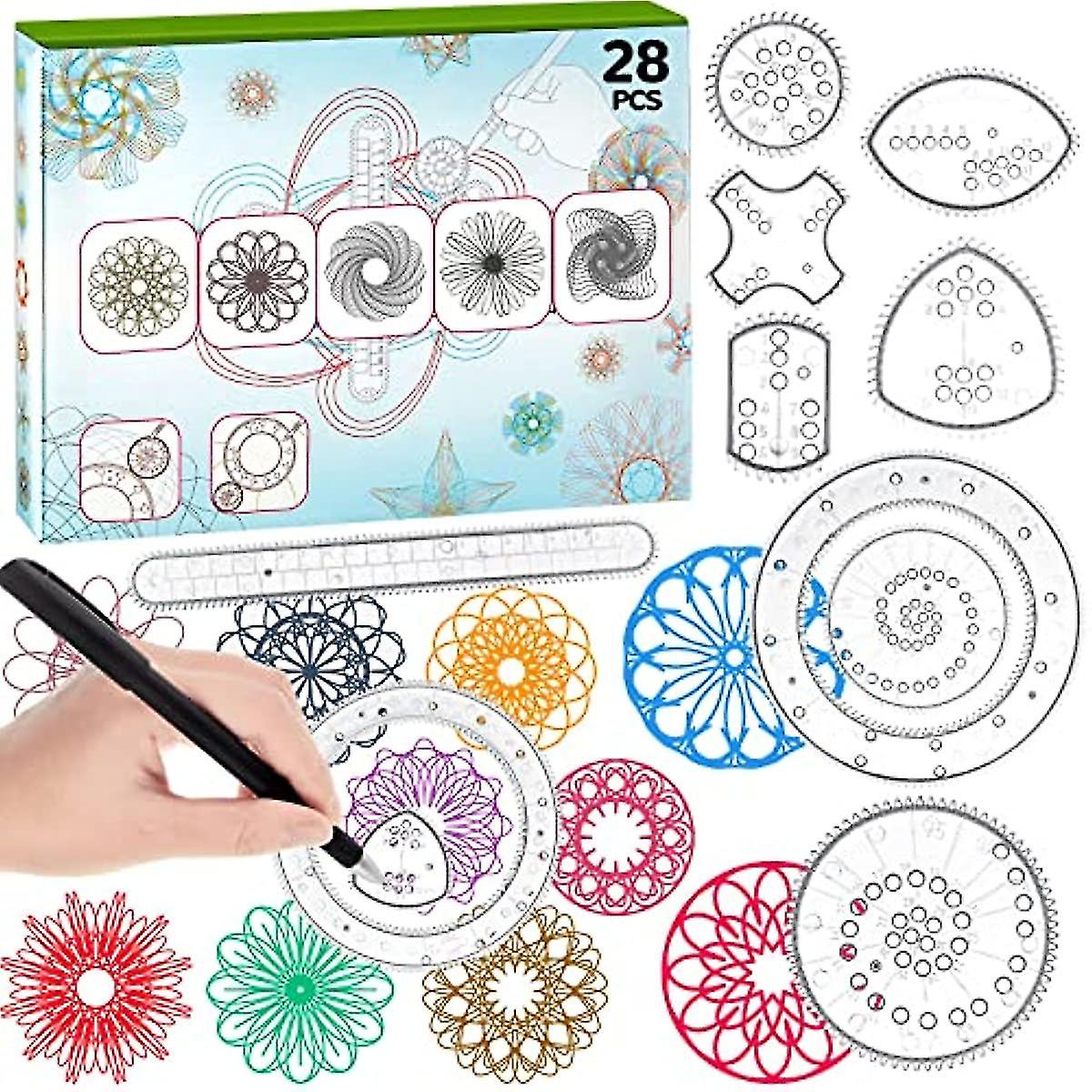 Spiral Art Clear Gear Geometric Ruler 28 Pcs Spiral Circle Template For ...