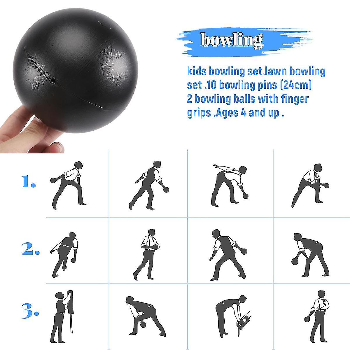 1 Set Bowling Set for Kids & Adults 2 Ball with 10 Pins for Family Kids ...