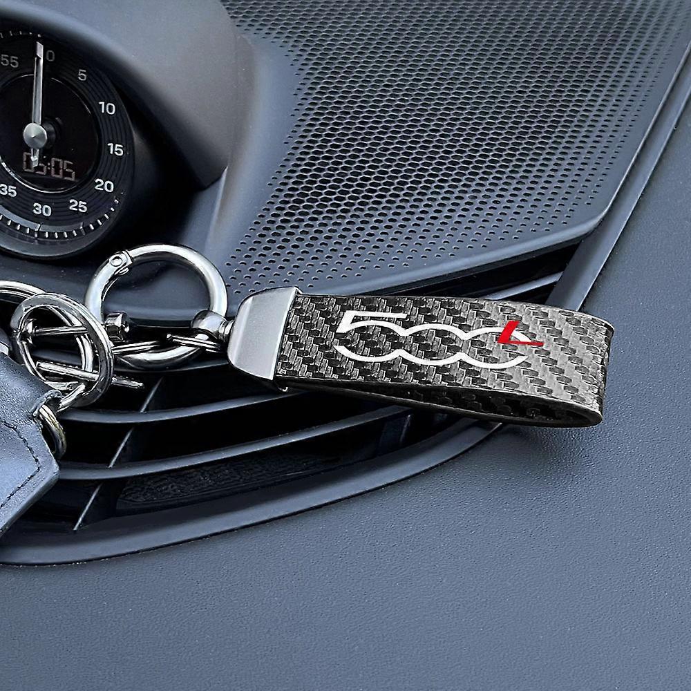 Car Carbon Fiber Pattern PU Leather Keychain For Fiat 500 500C 2012 ...