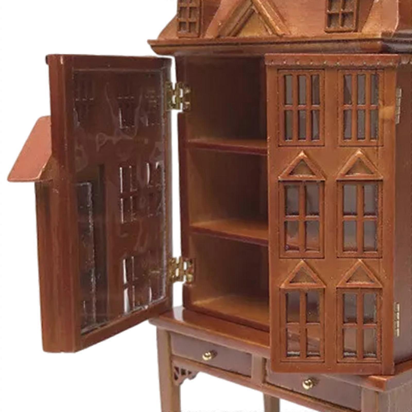 1:12 Scale Dollhouse Miniatures House Shape Display Cabinet Accessories ...