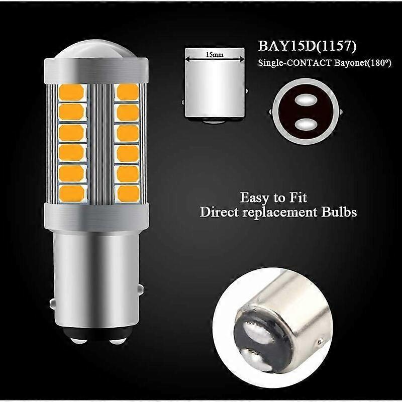 Amber 1157 BA15D P21/5W 5630 33SMD Car Canbus LED Bulbs 900LM Super ...