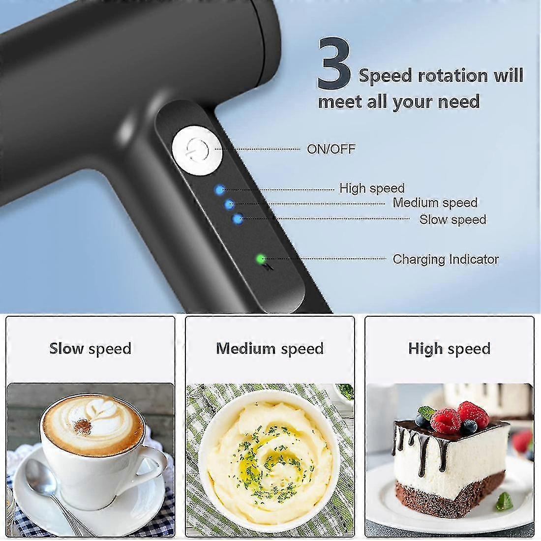Hand Stirrer Wireless Electric Hand Mixer Usb Rechargeable 3 Speed ...
