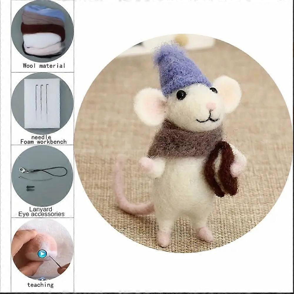 Wool Felt Craft Kits DIY Mouse Needle Felting Kit Handmade Wool Felts ...