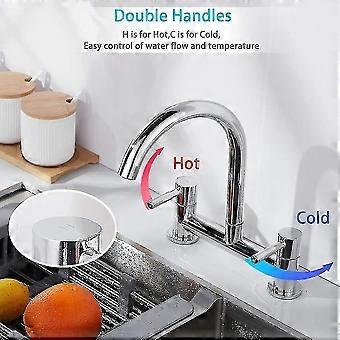 Kitchen Sink Mixer Tap,2 Hole Kitchen Mixer Tap,dual Lever Bridge ...