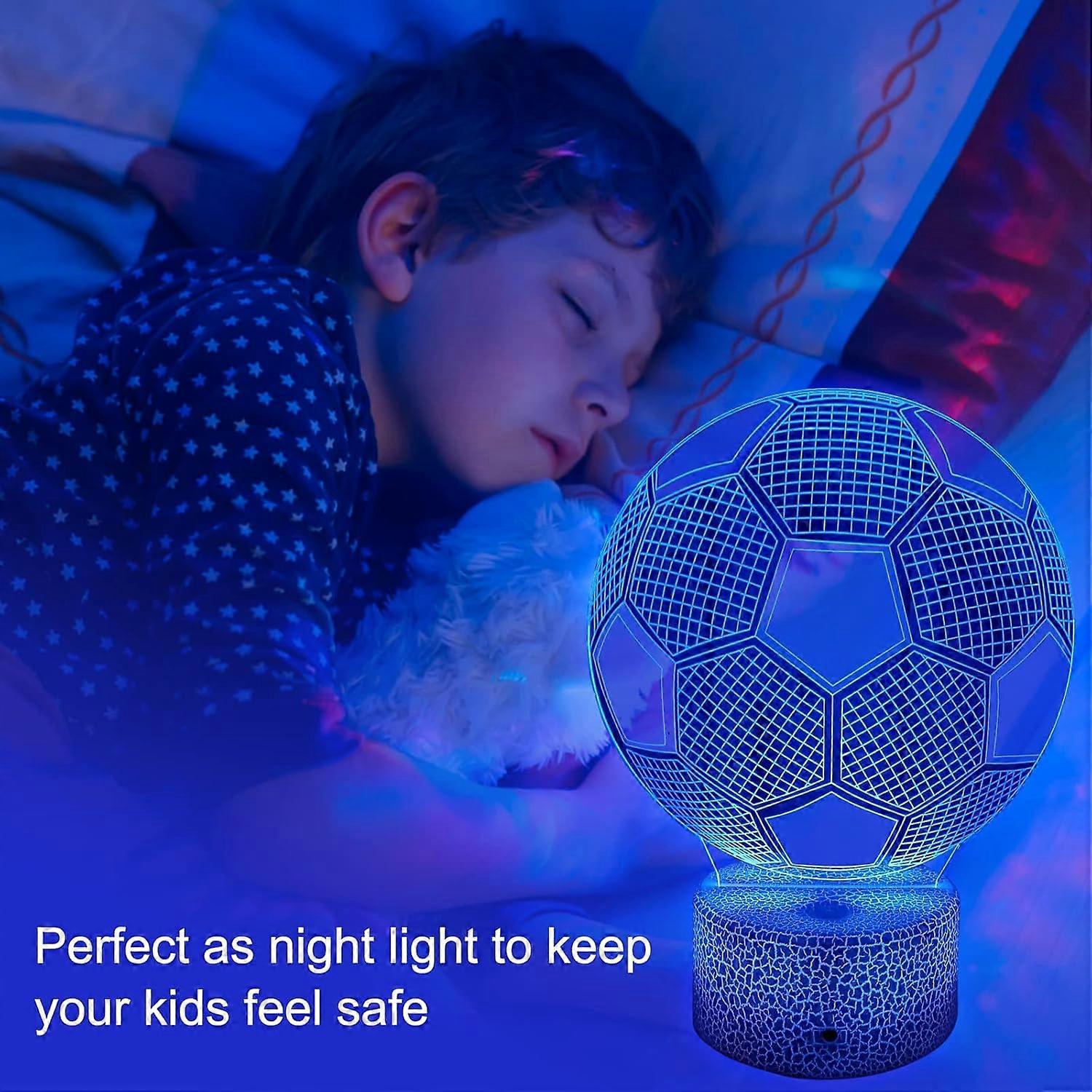 SBSG 3D Illusion Night Light, 16 Colors Changing Soccer Lamp with ...