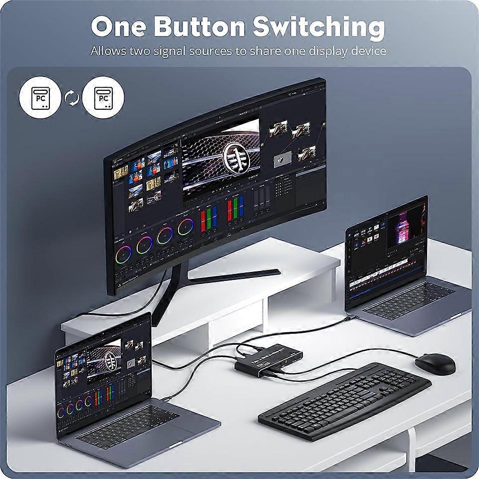 2x1 8K Thunderbolt 4 USB C KVM Switch 100W PD Charge 4K 144Hz Type C KVM Switch Switcher for 2 ...