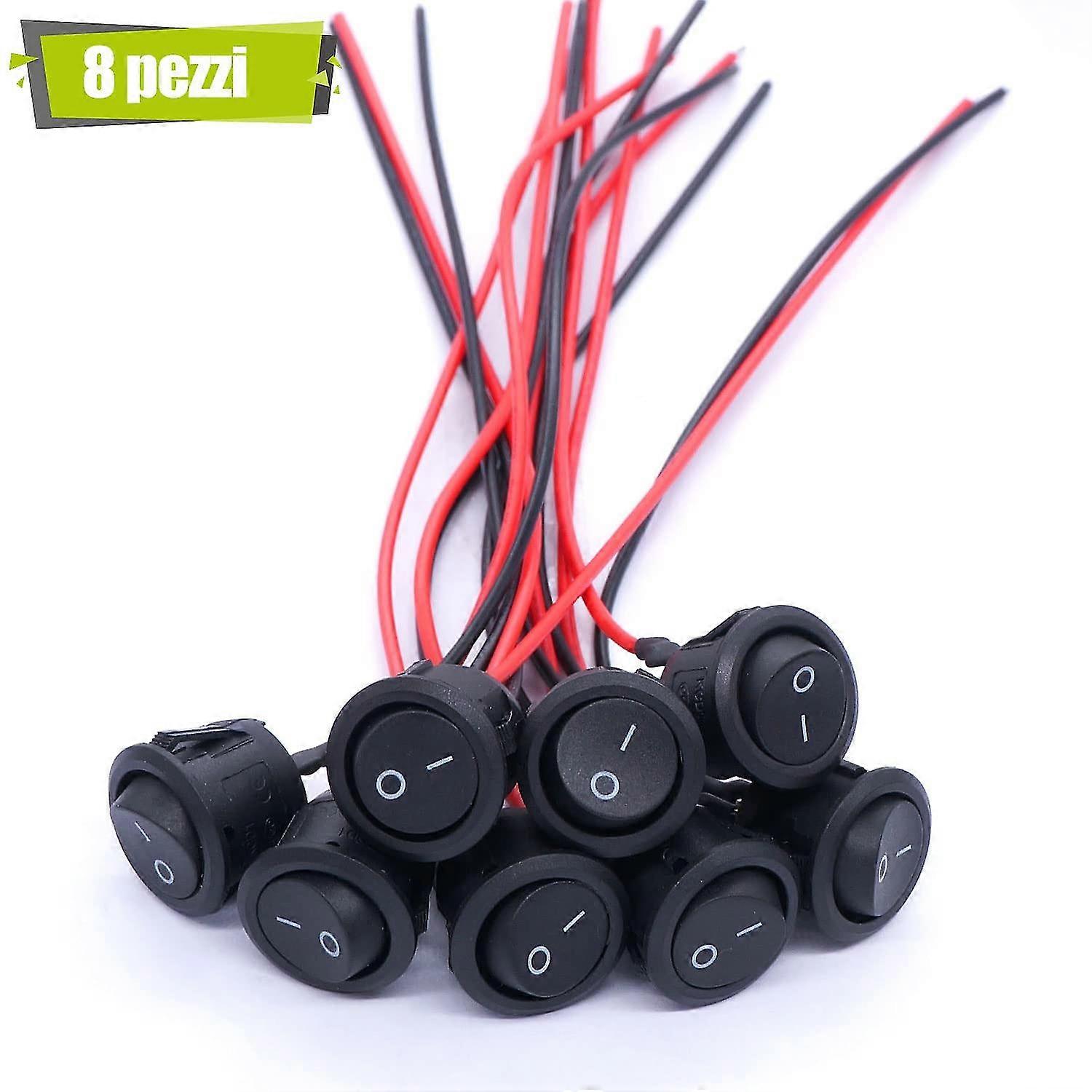 8pcs Rocker Switch On/off Spst 2pin Latching Toggle Switch Snap Round ...
