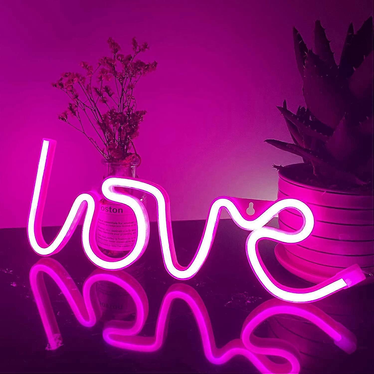 Love Neon Light Neon Pink Sign Neon Sign Art Wall Light USB/Battery ...