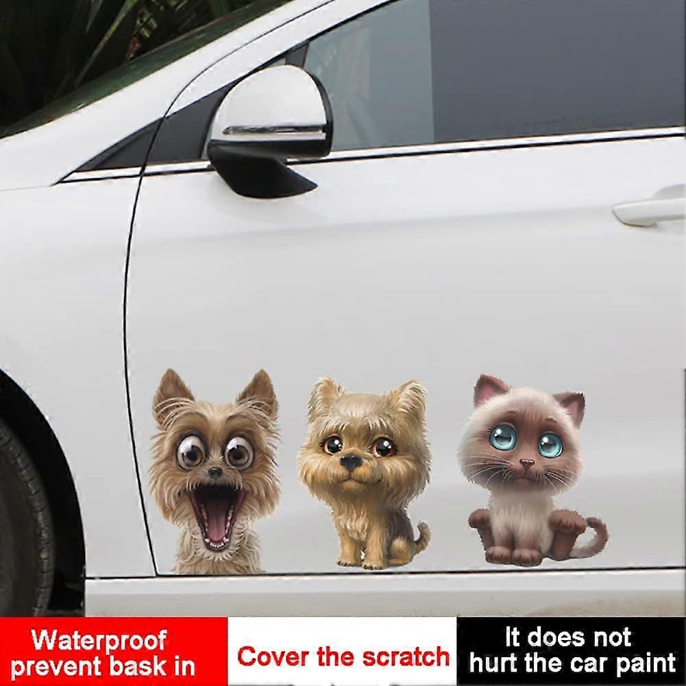Simulation car sticker, 3D cute cat car stickers + creative personality ...